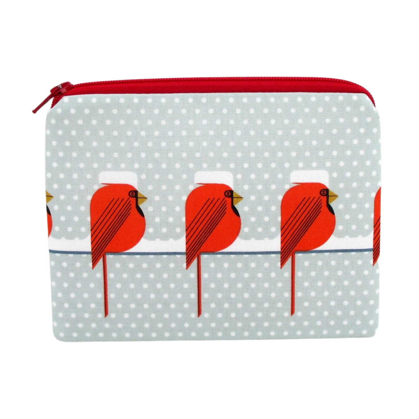 Bird Zipper Pouch Charley Harper Winter Cardinals Organic - Etsy