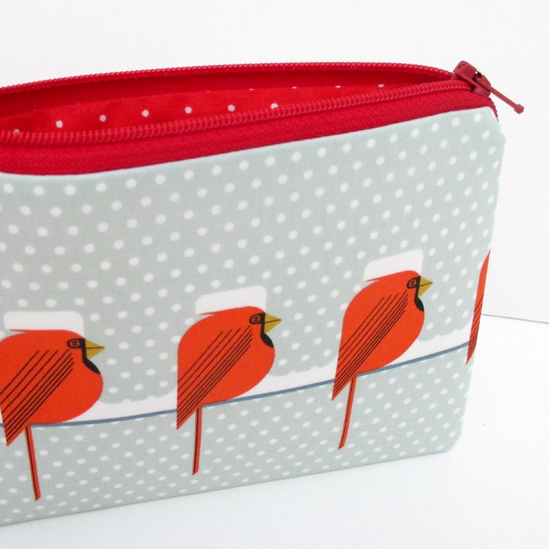 Bird Zipper Pouch Charley Harper Winter Cardinals Organic - Etsy