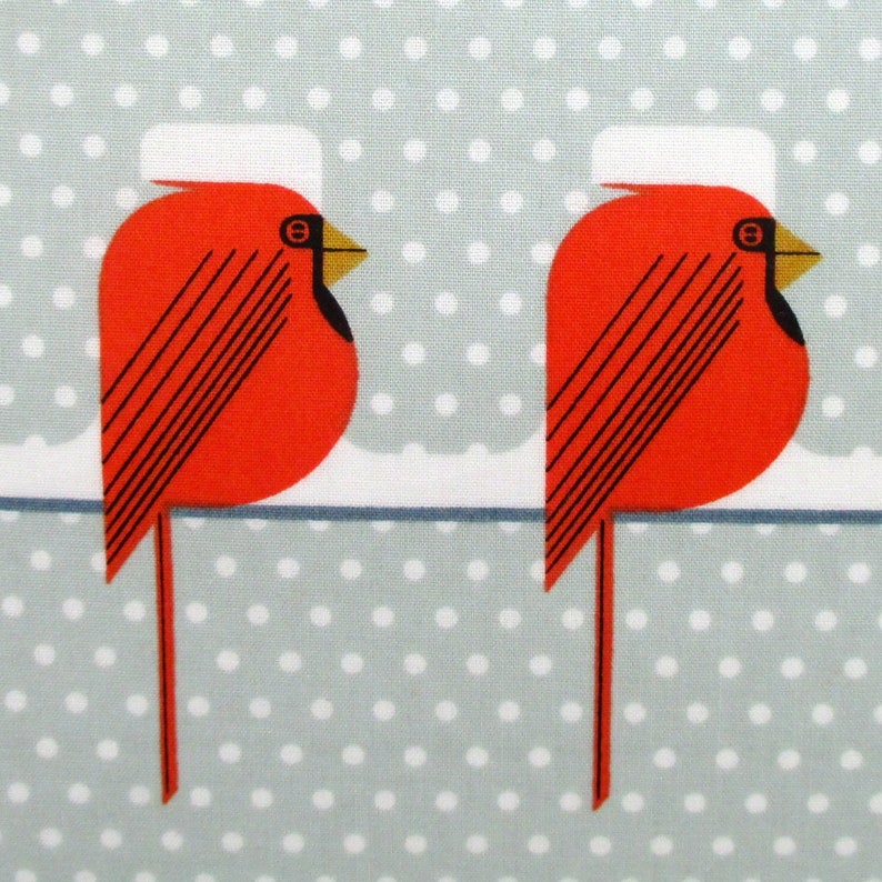 Bird Zipper Pouch Charley Harper Winter Cardinals Organic - Etsy