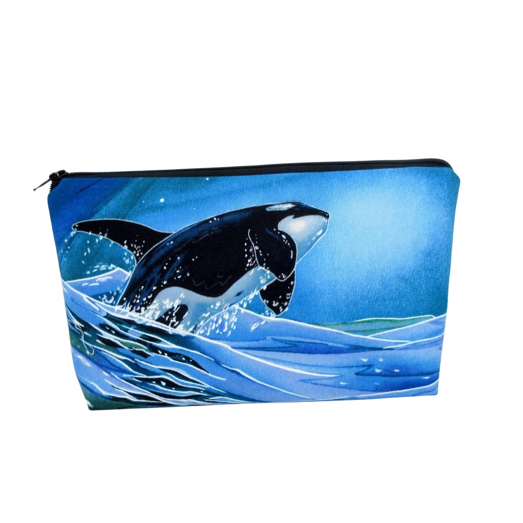 Make up Cosmetic Zipper Pouch, Whales of the Pacific, by Ocean Patch - Etsy