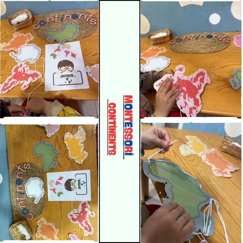 Montessori Continents Pin Punch Activity – 7 Continents With Color Code ...