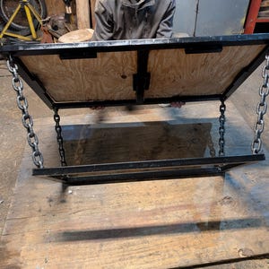 Handcrafted Industrial Chain-leg Coffee Table With Rustic Wood Inserts ...