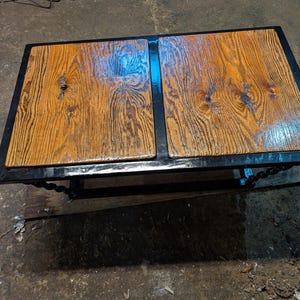 Handcrafted Industrial Chain-leg Coffee Table With Rustic Wood Inserts ...