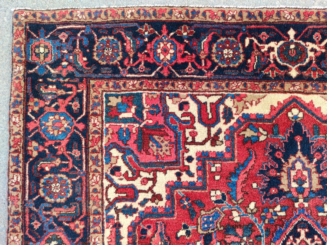 Rare 5x6 Heriz Rug, Square Antique Rug 5x6, Vibrant Red Persian Rug 5x6 ...