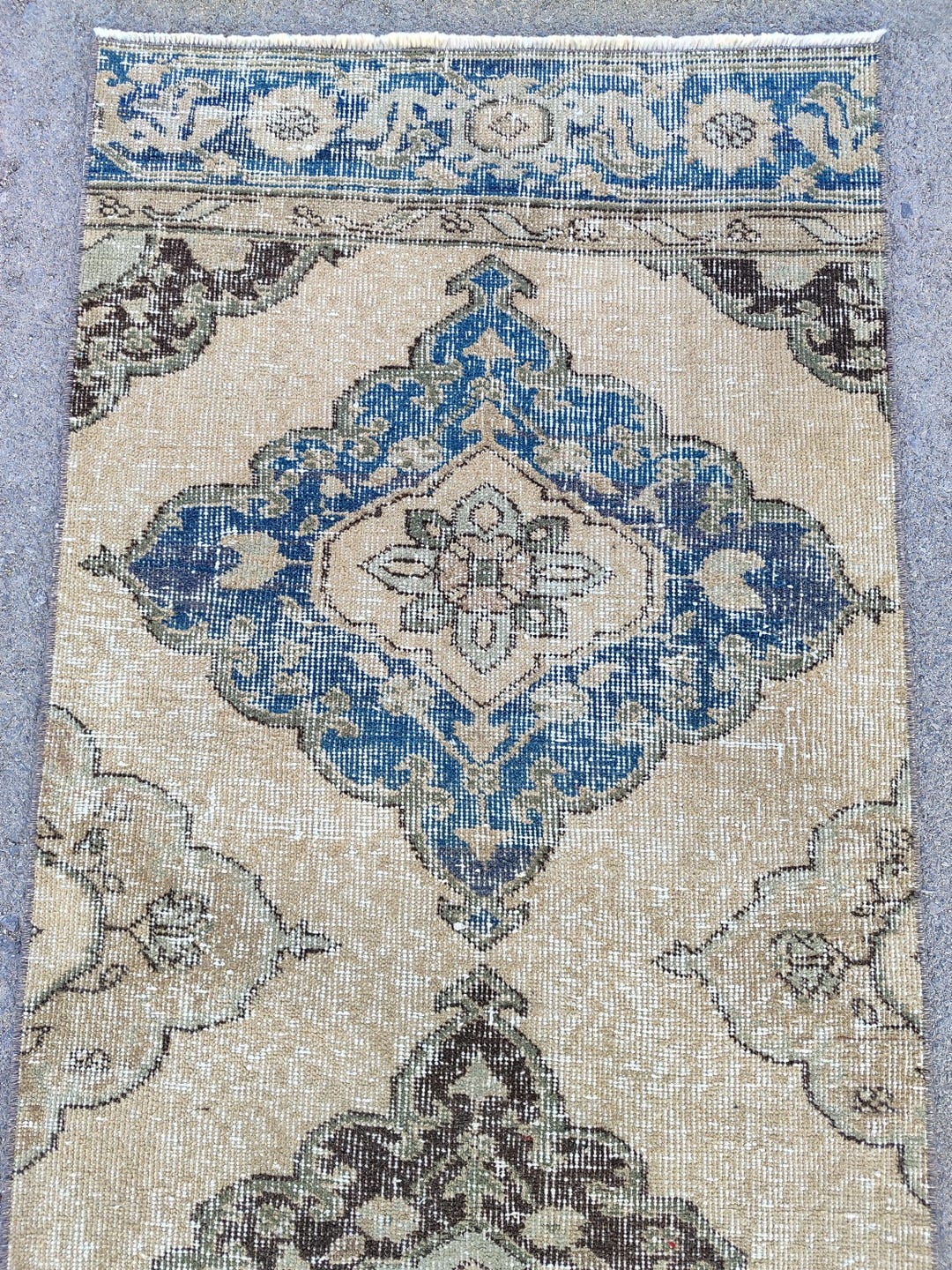 Blue 16' Ft Runner Rug Extra Long Size, Hallway Rug Vintage, Stair Rug ...