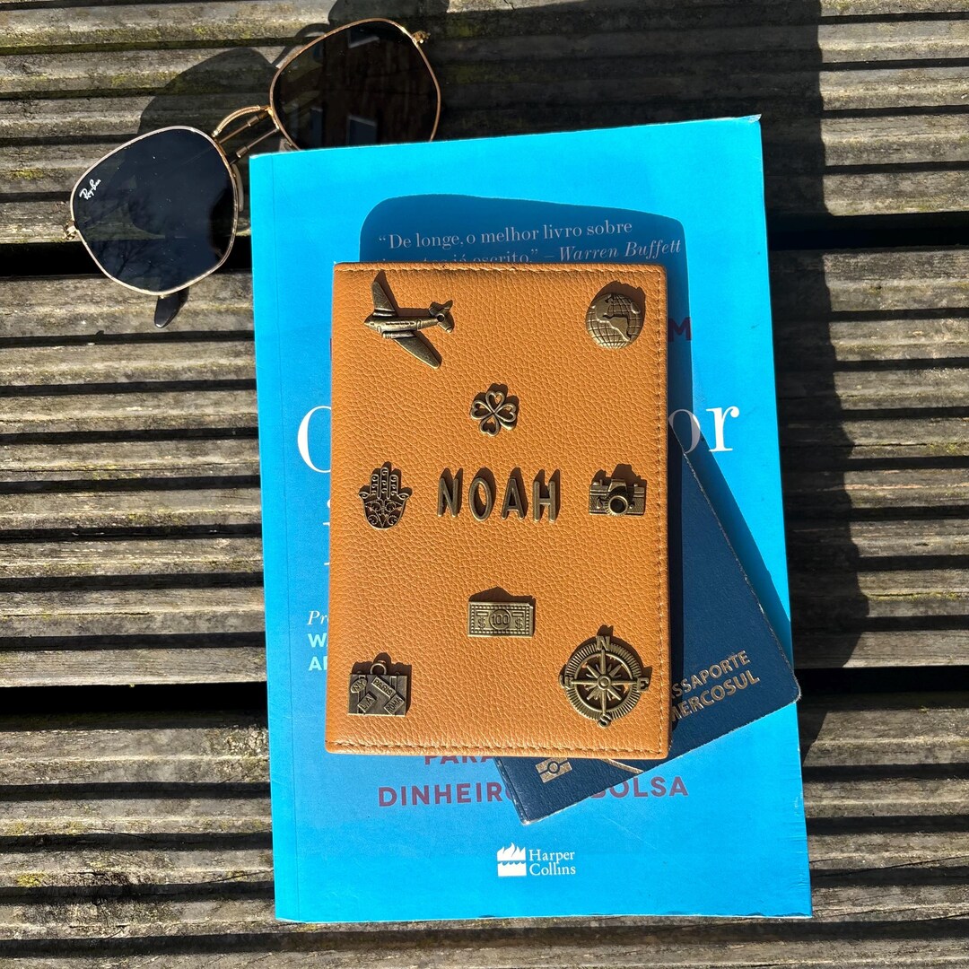 Personalized Leather Passport Cover With 8 Badges- Custom Passport ...