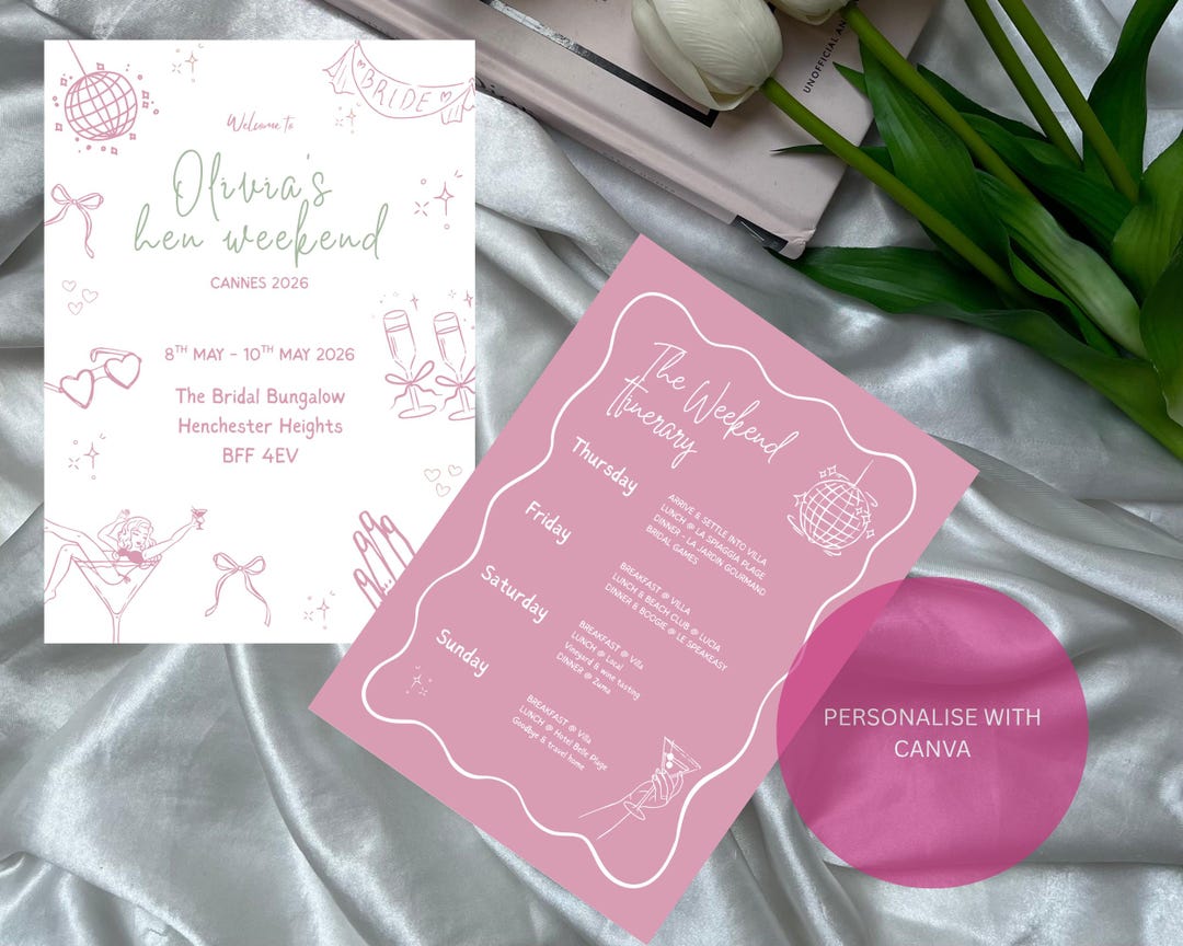 Editable Hen Party Itinerary Template: Bachelorette Weekend Schedule ...
