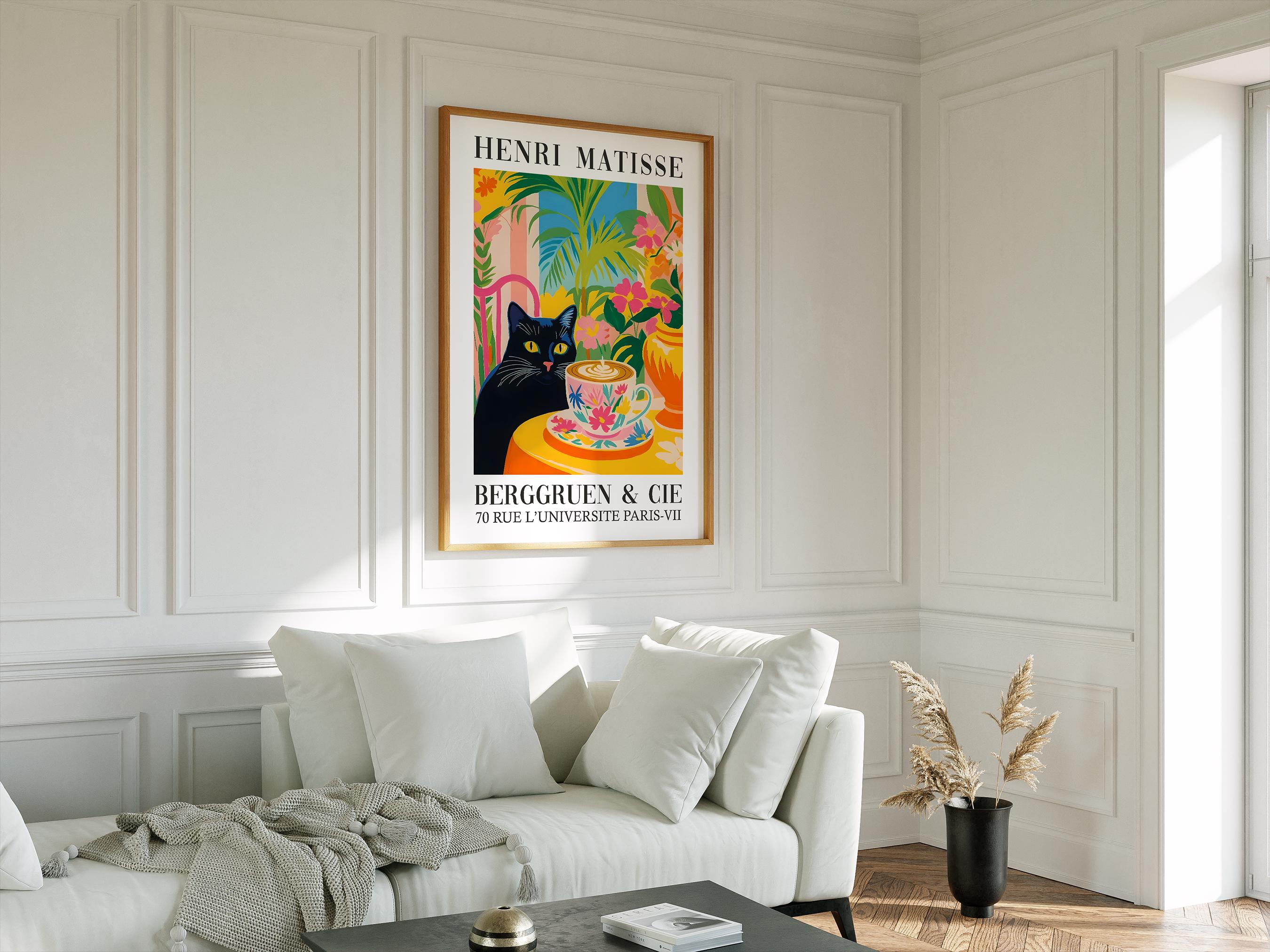 Matisse Black Cat Coffee Canvas Print: Funny Kitchen Wall Art - Etsy