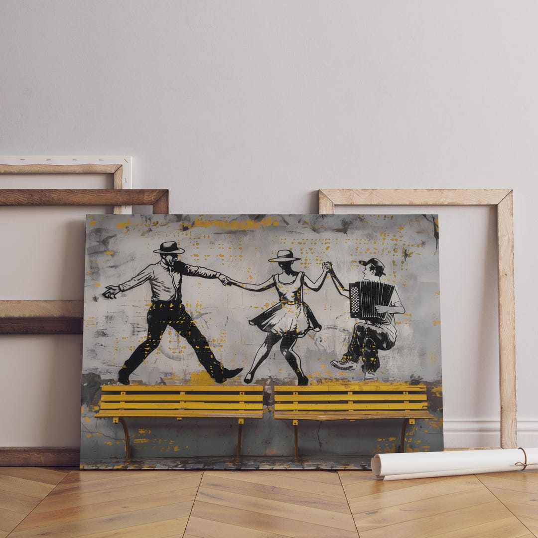 Banksy Art Print: Dancing Couple & Musician Mural - Urban Street Art - Etsy