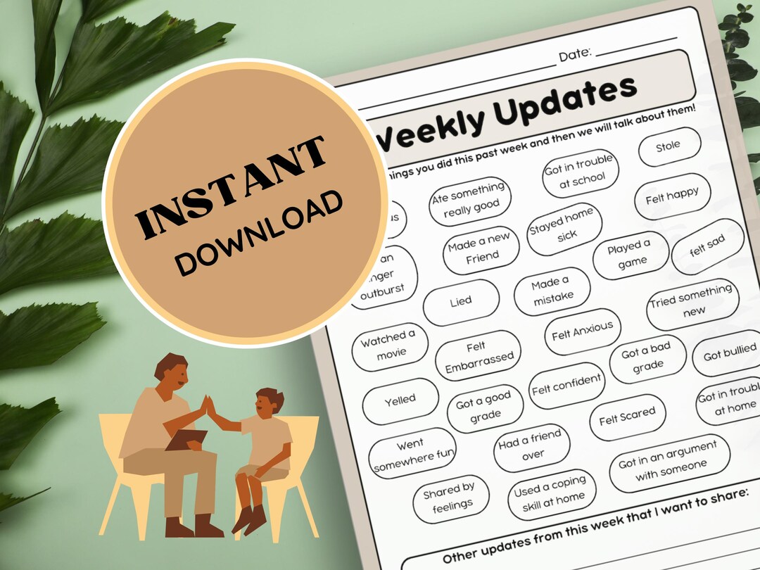 Weekly Updates - Therapy Worksheet - Etsy