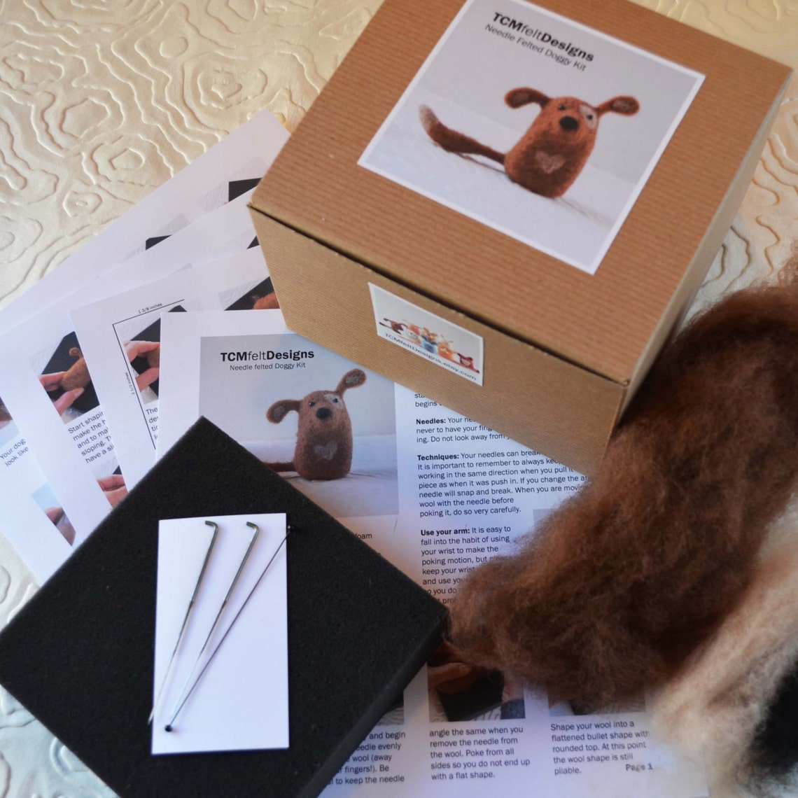 Needle Felting Doggy Kit Wool DIY Complete Dog Animal Fiber - Etsy