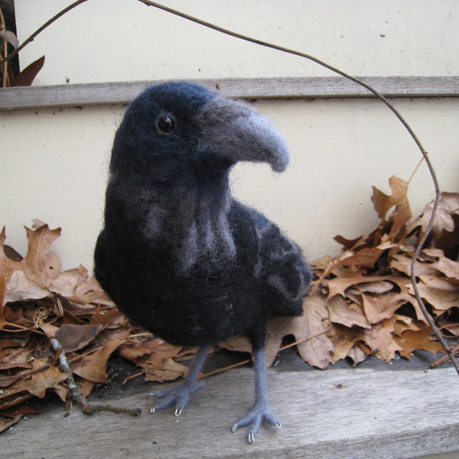 Mr. Common Raven Needle Felted Bird Fiber Art - Etsy