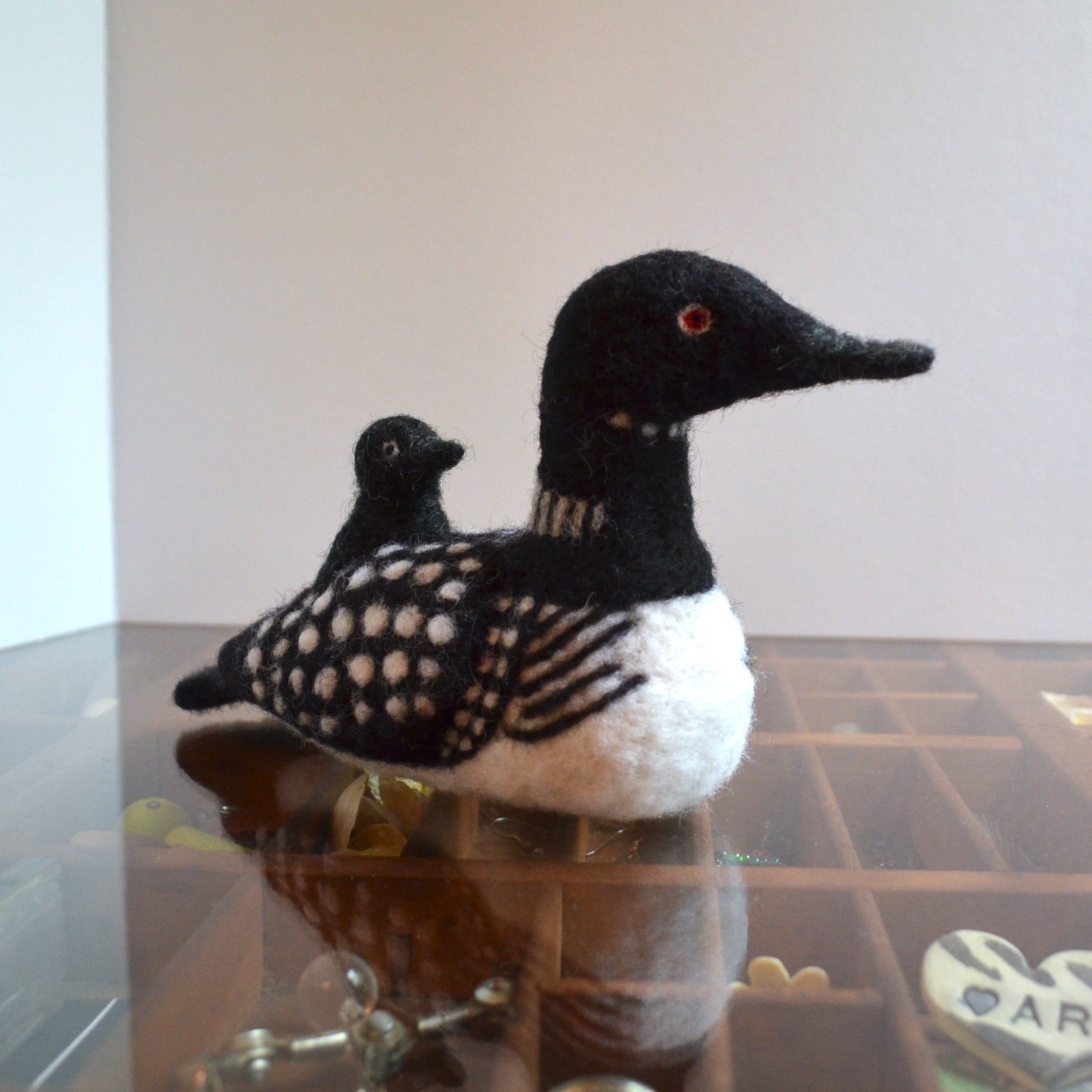 Mama Loon and Baby Needle Felted Bird Sculpture - Etsy