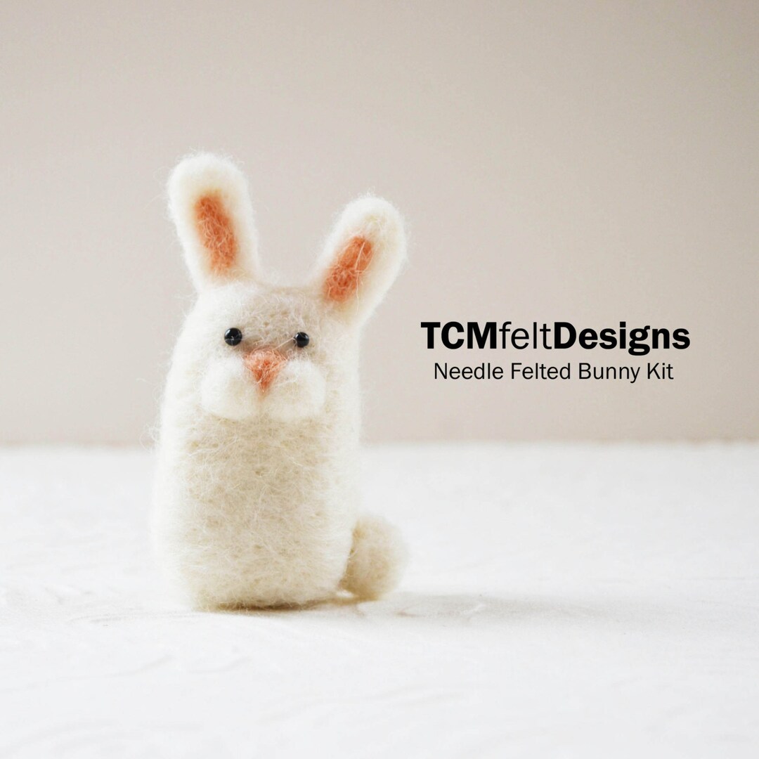 Kit, Needle Felted Bunny, Wool Complete Animal Fiber Kit for Beginners ...