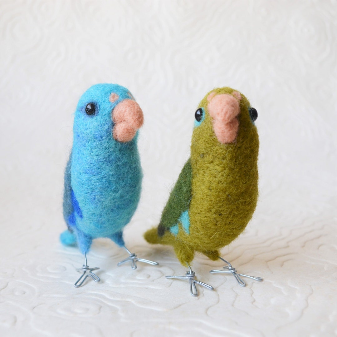 A Pair of Parrotlets, Any Color Variation, Needle Felted Birds, Wool ...