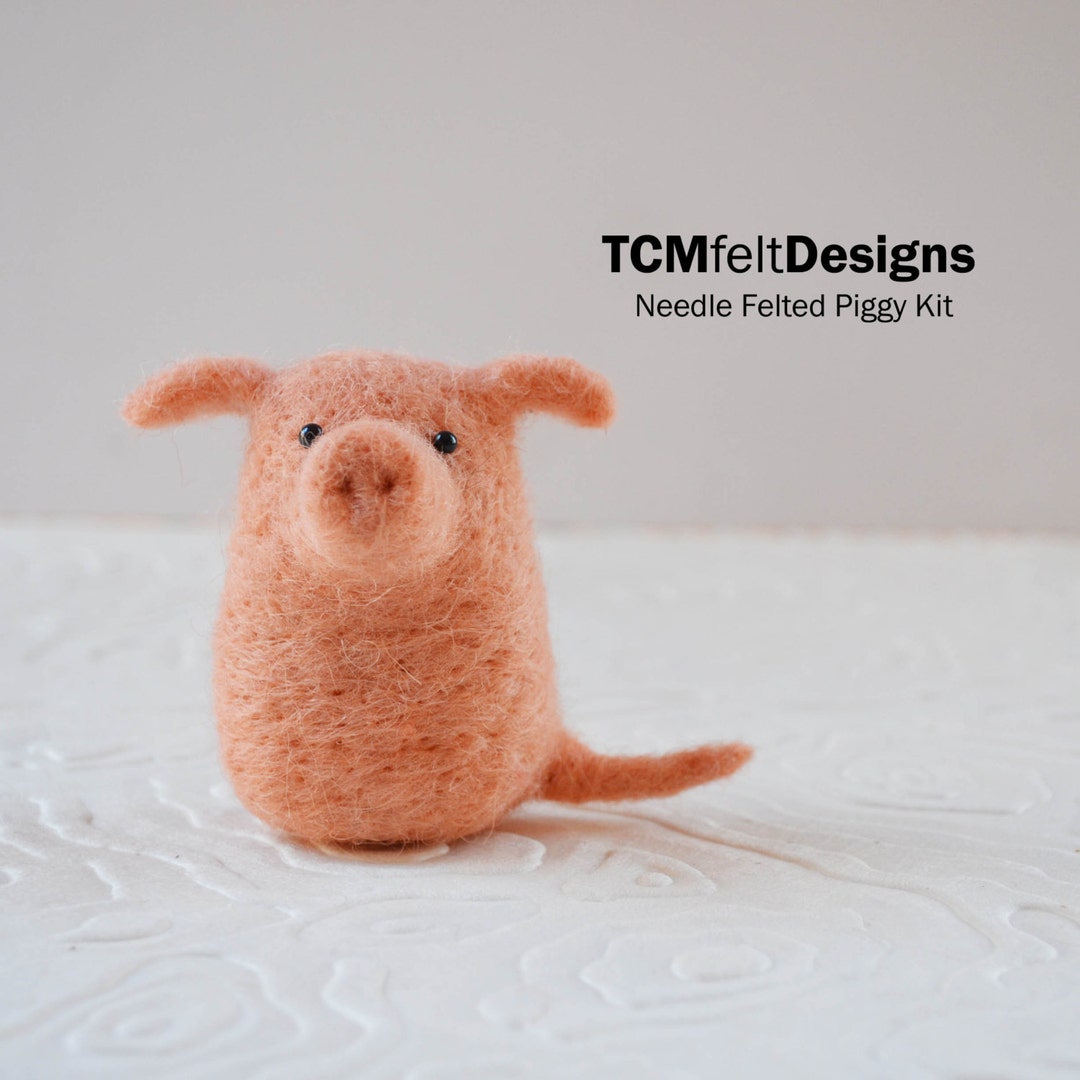 Kit, Needle Felting Piggy, Beginners Complete Animal Wool Fiber Pig Kit ...