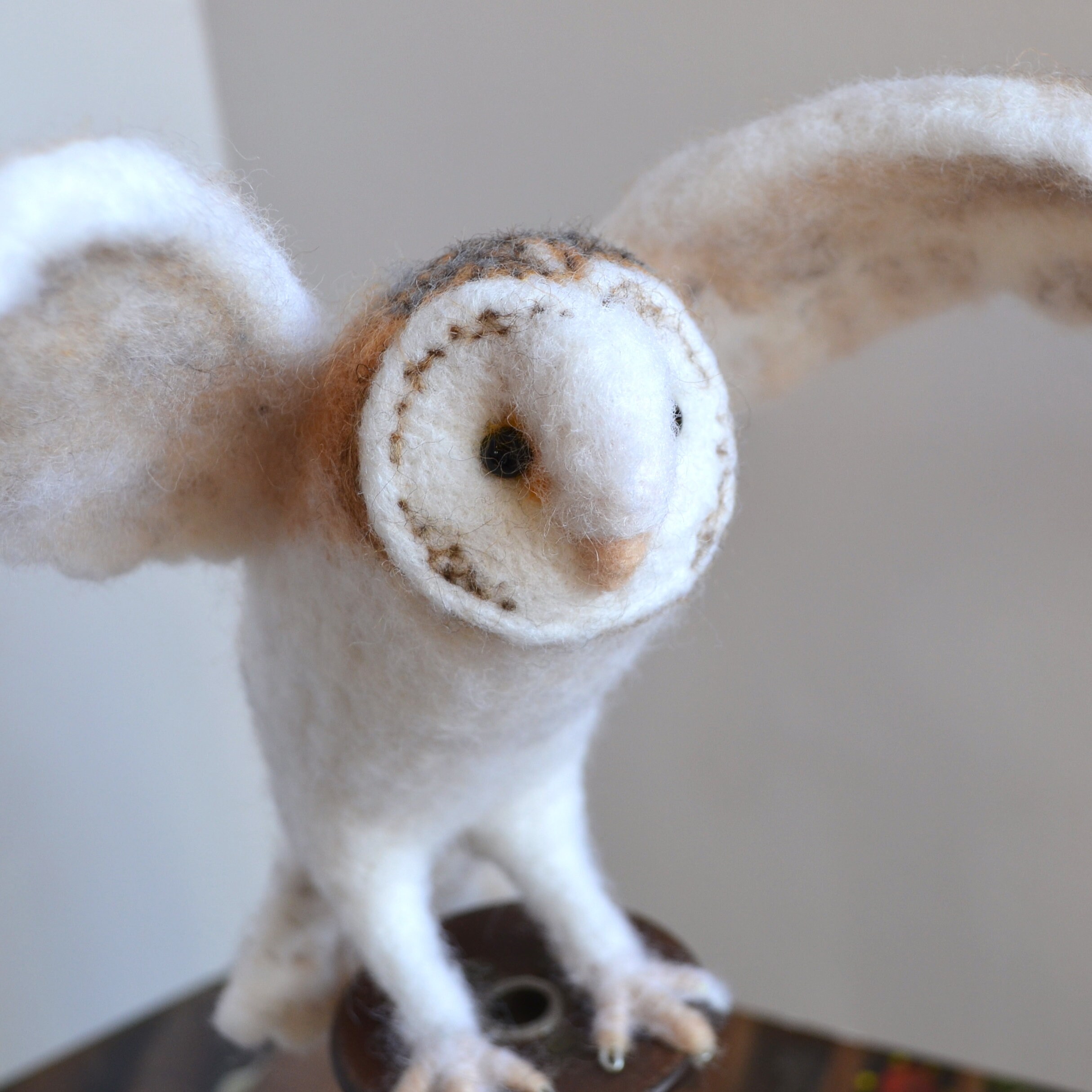 1 Available to Ship, Mr. Barn Owl Sitting on a Vintage Spool, Needle ...