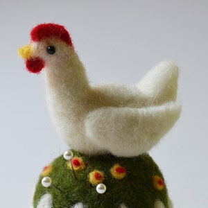 Chicken on a Grassy Mound Pin Cushion, Needle Felted Sculpture - Etsy