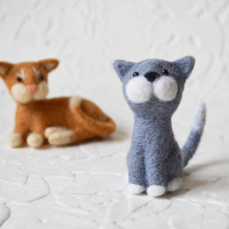 Riley and Rigby Needle Felted Cats Art Fiber Animal - Etsy