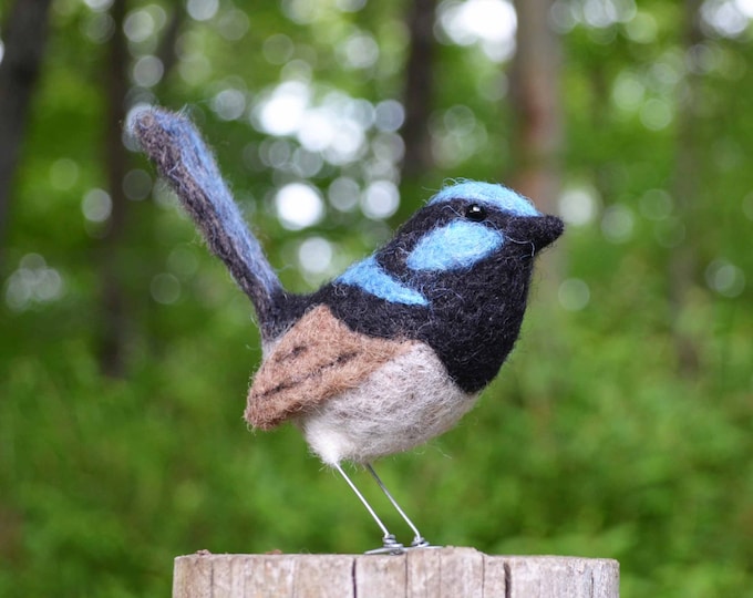 Mr. Blue Lineolated "linnie" Parakeet, Needle Felted Bird Art Fiber ...