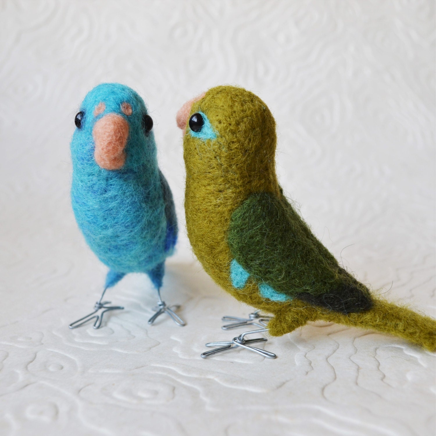 A Pair of Parrotlets, Any Color Variation, Needle Felted Birds, Wool ...