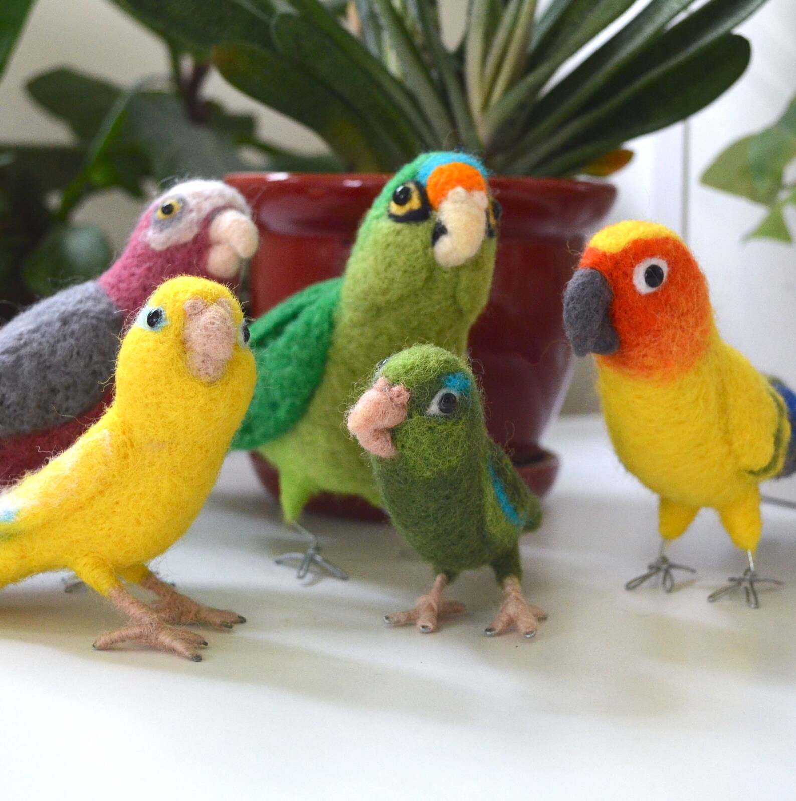 Mr. Yellow Parrotlet With Wool Legs and Feet, Needle Felted Bird, Wool ...