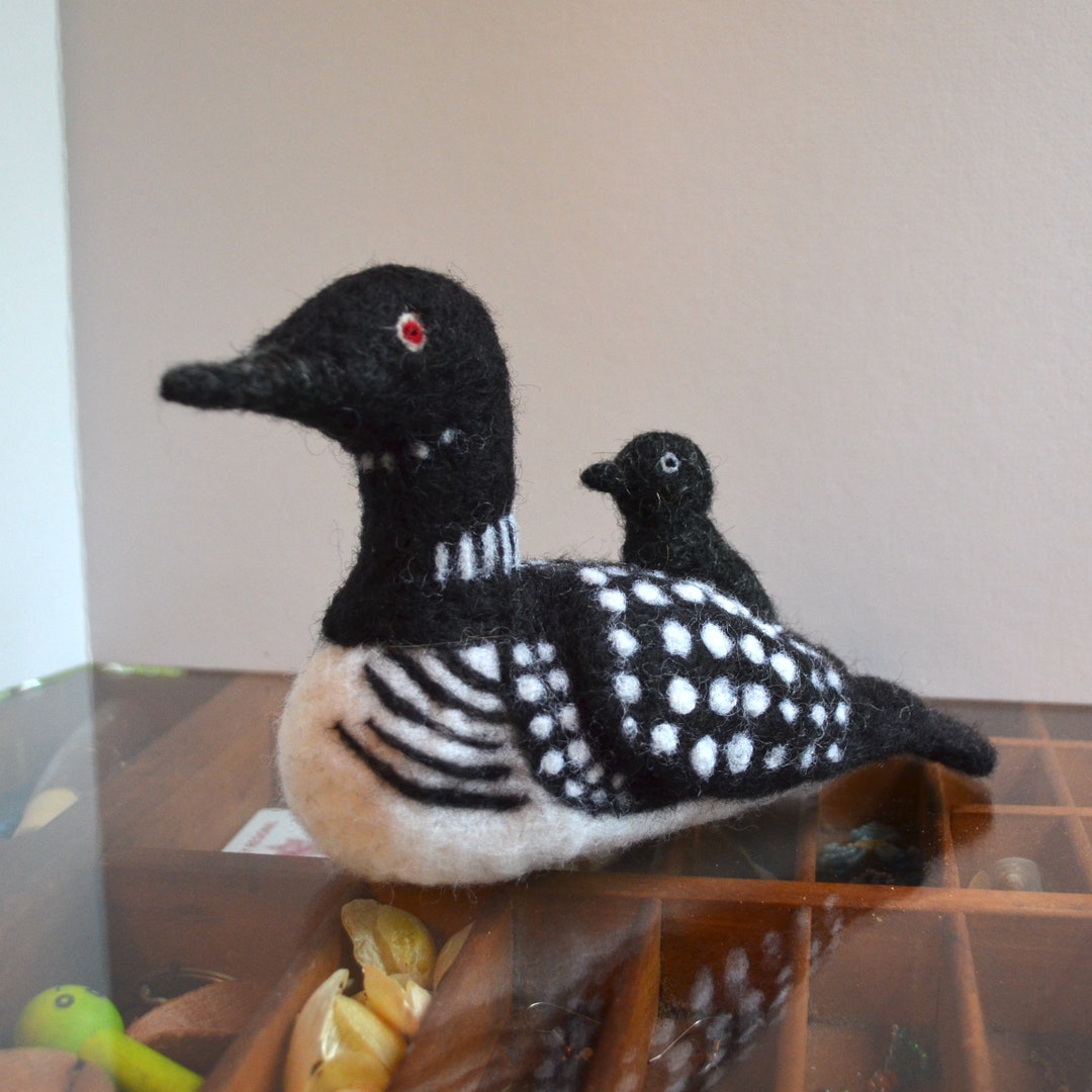 Mama Loon and Baby, Needle Felted Bird Sculpture - Etsy
