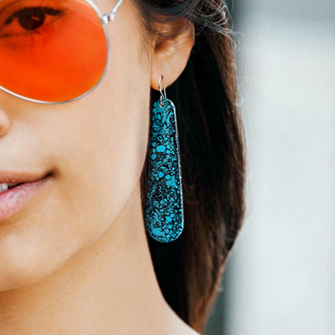 Turquoise Gibbsite Long Tear Drop Earrings - Etsy