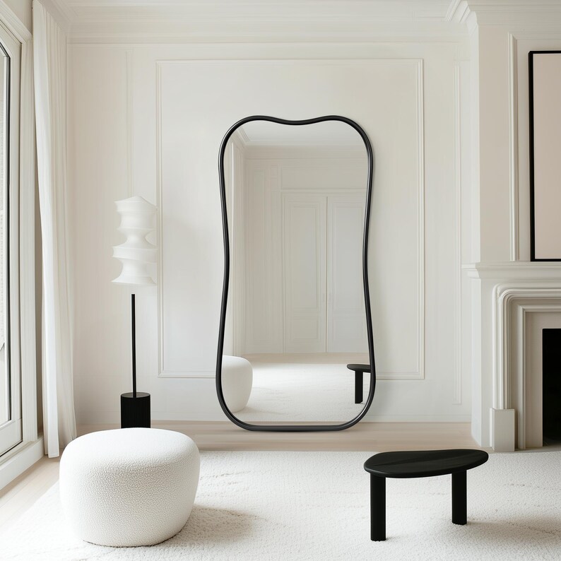 Aesthetic Full-length Mirror, Black Framed Floor Mirror, Large ...