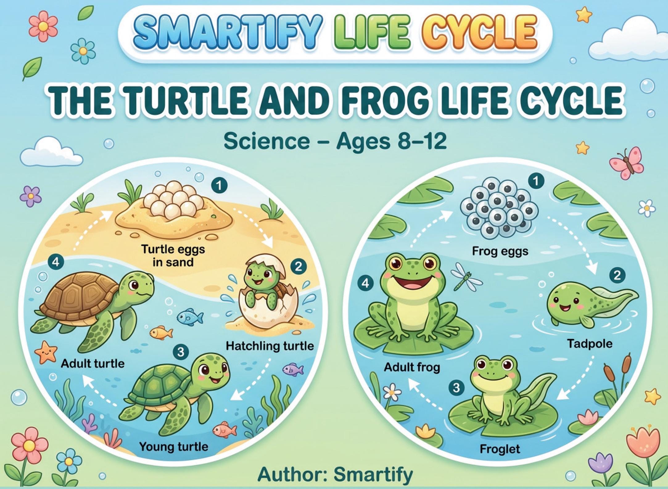 Turtle and Frog Life Cycles for Kids, Nature Science Book for Ages 8-12 ...