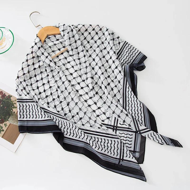 115cm Chiffon Keffiyeh Kerchief Square Headscarf Islam Arab Palestine ...