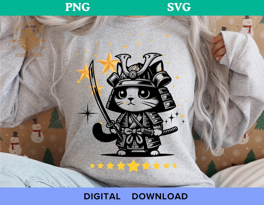 Samurai Cat Png Svg, Japanese Samurai Cat, Samurai Cut File, Samurai ...