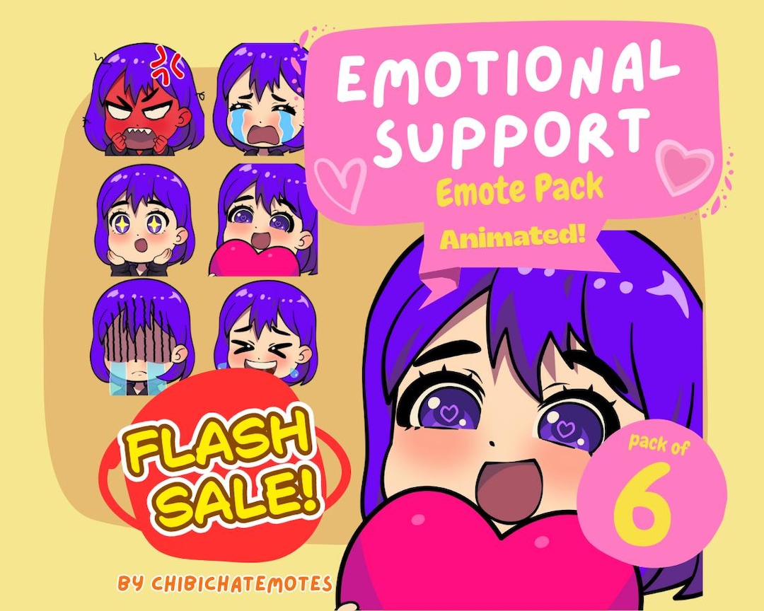 Animated Emote Pack - 6 Emotional Support Reactions / Kawaii Chibi ...