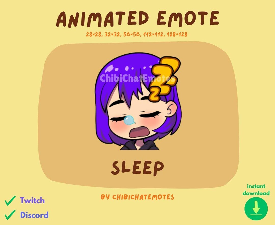 Kawaii Sleep Animated Emote: Twitch, Discord (PNG, GIF Digital Download ...