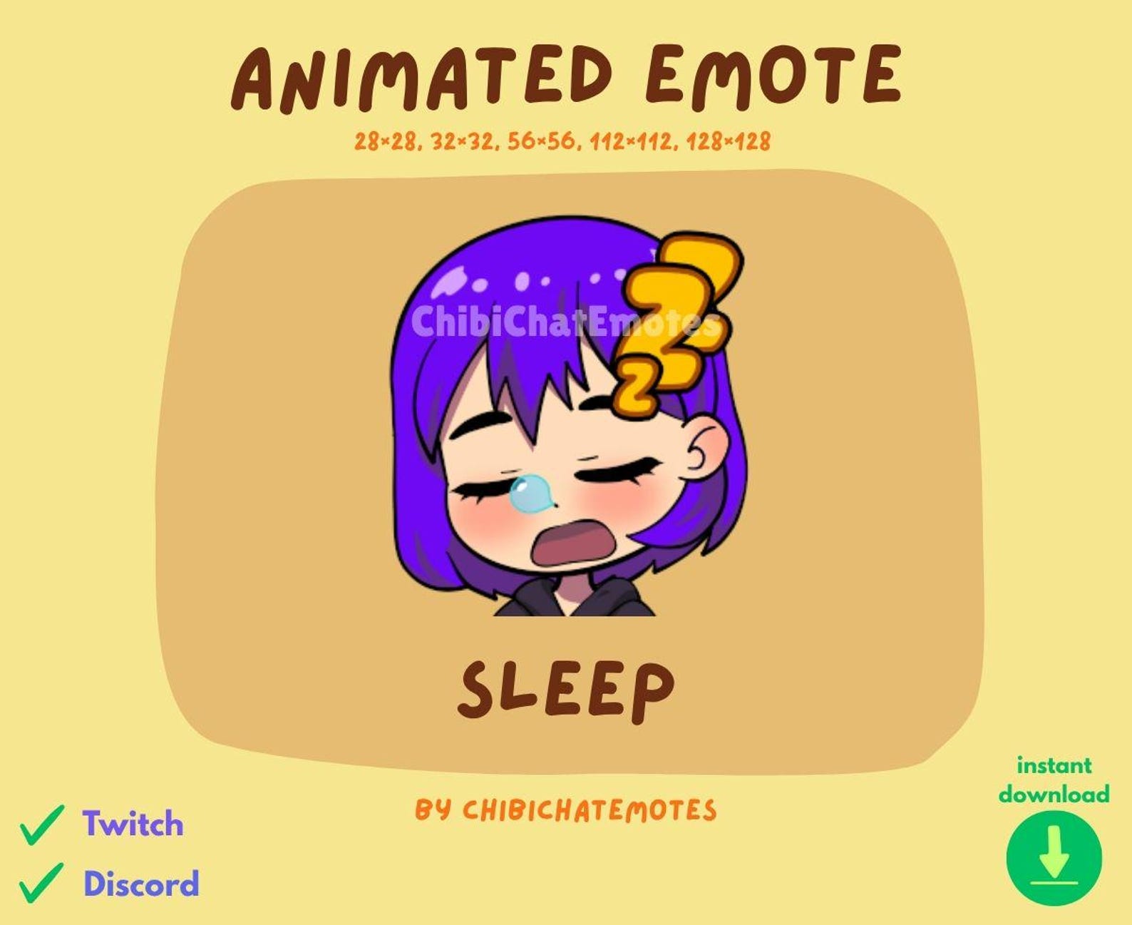 Kawaii Sleep Animated Emote: Twitch, Discord (PNG, GIF Digital Download ...