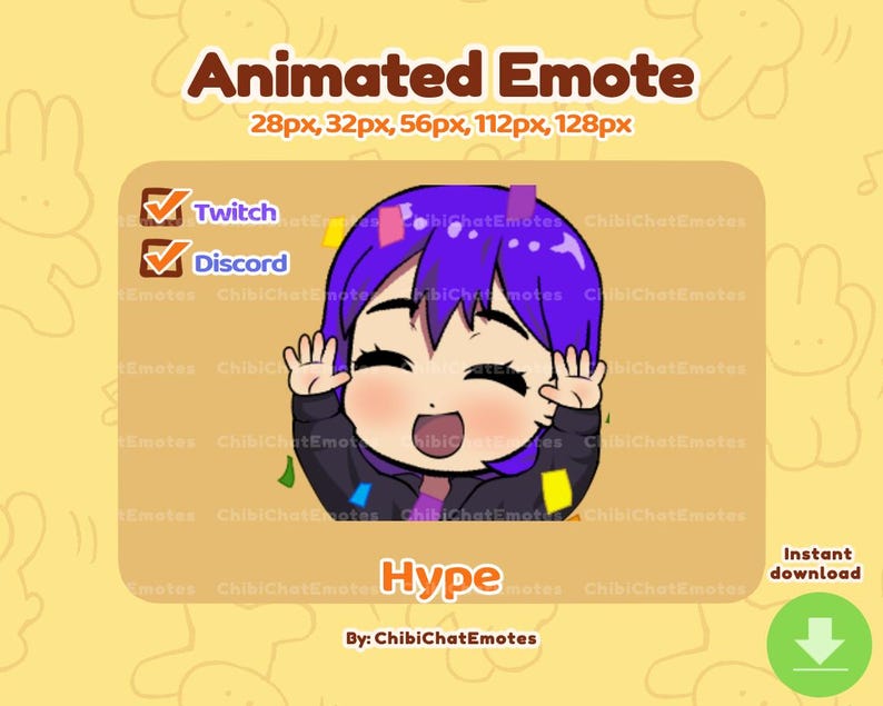 Animated Hype Emote: Kawaii Chibi Twitch/discord Emoji (digital ...