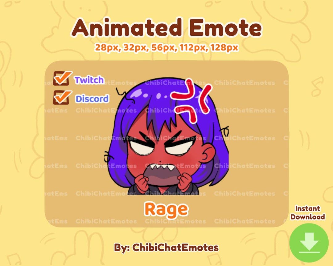 Animated Rage Emote: Twitch & Discord Chibi-style Emoji (PNG, GIF ...