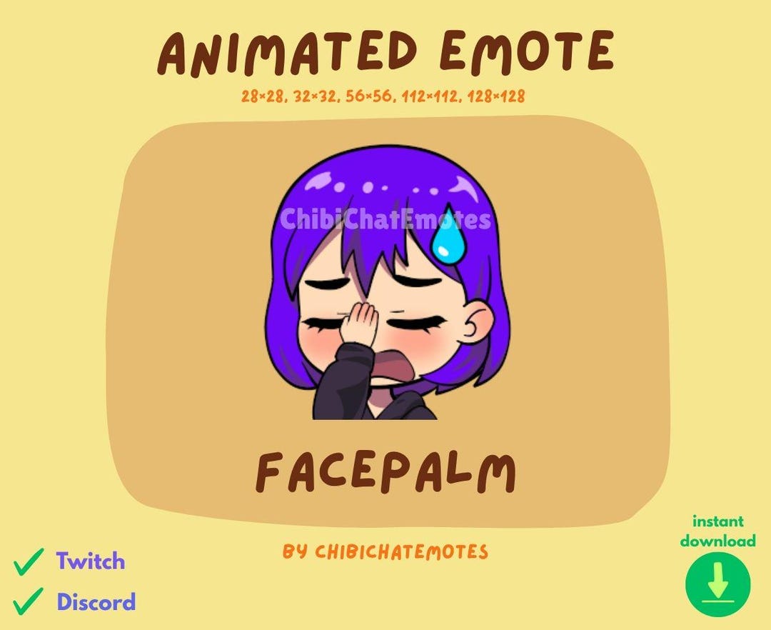 Animated Emote Facepalm - Cute Chibi Gamer Can't Even / Funny Fail ...