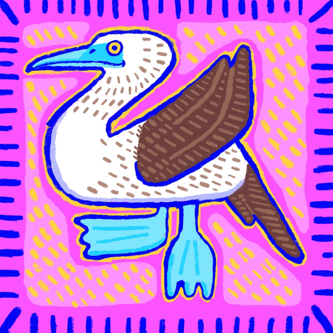 Colorful Blue-footed Booby Print | Blue-footed Booby Poster | Colorful ...