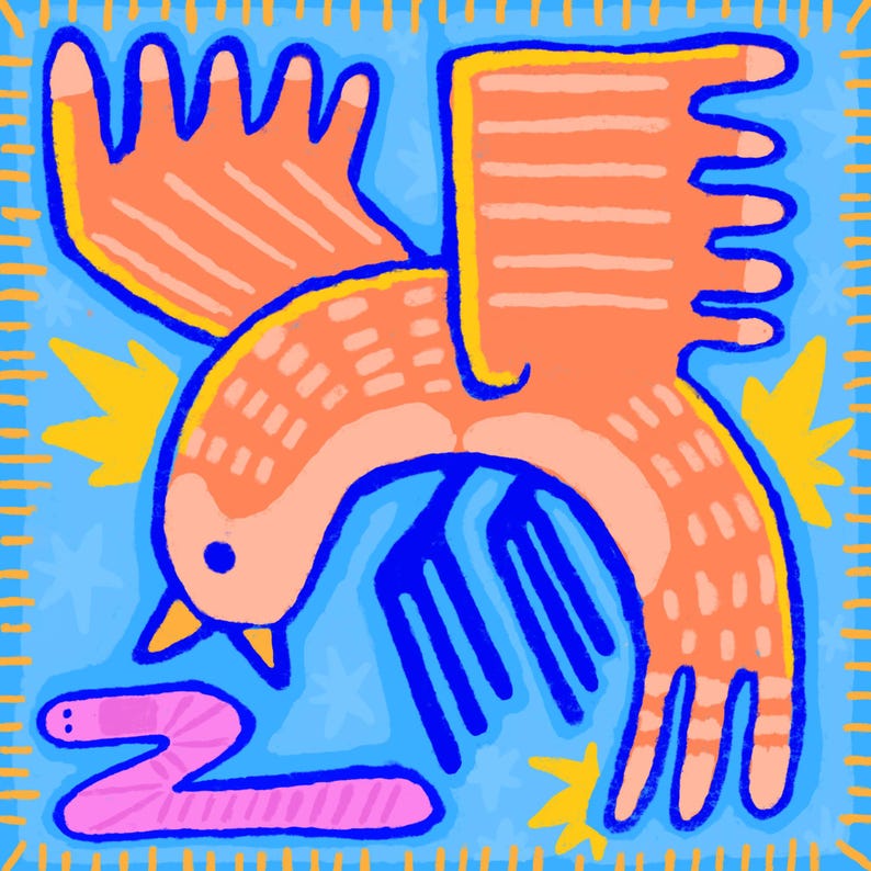 Colorful Bird Print | Bird Poster | Colorful Animals | Digital Art ...