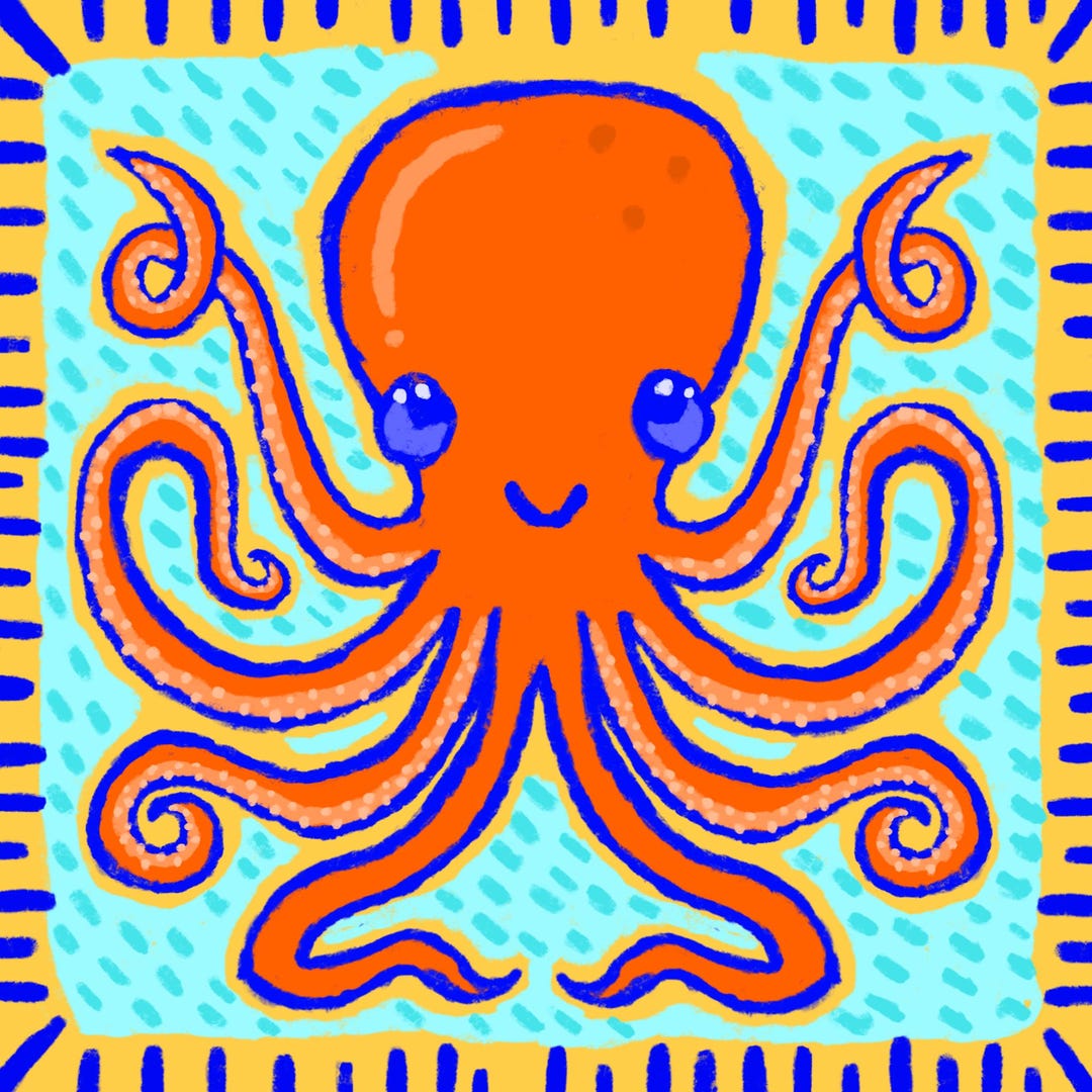 Colorful Octopus Print | Rabbit Poster | Colorful Animals | Digital Art ...