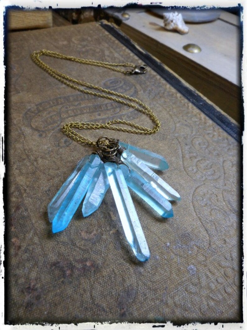 The Blue Ice Quartz Necklace. Rough Crystal Quartz Fringe | Etsy