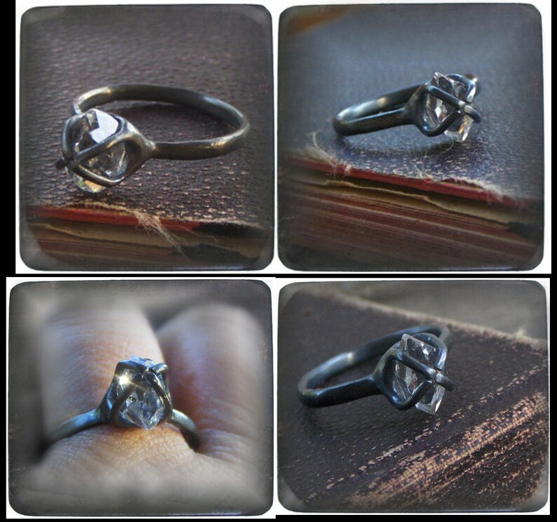 BETROTHED. Handmade Goth Engagement Ring 1.25-1.5 CT Herkimer | Etsy