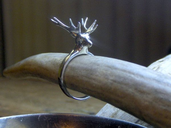 WHITE STAG Handmade sterling silver buck antler deer ring | Etsy
