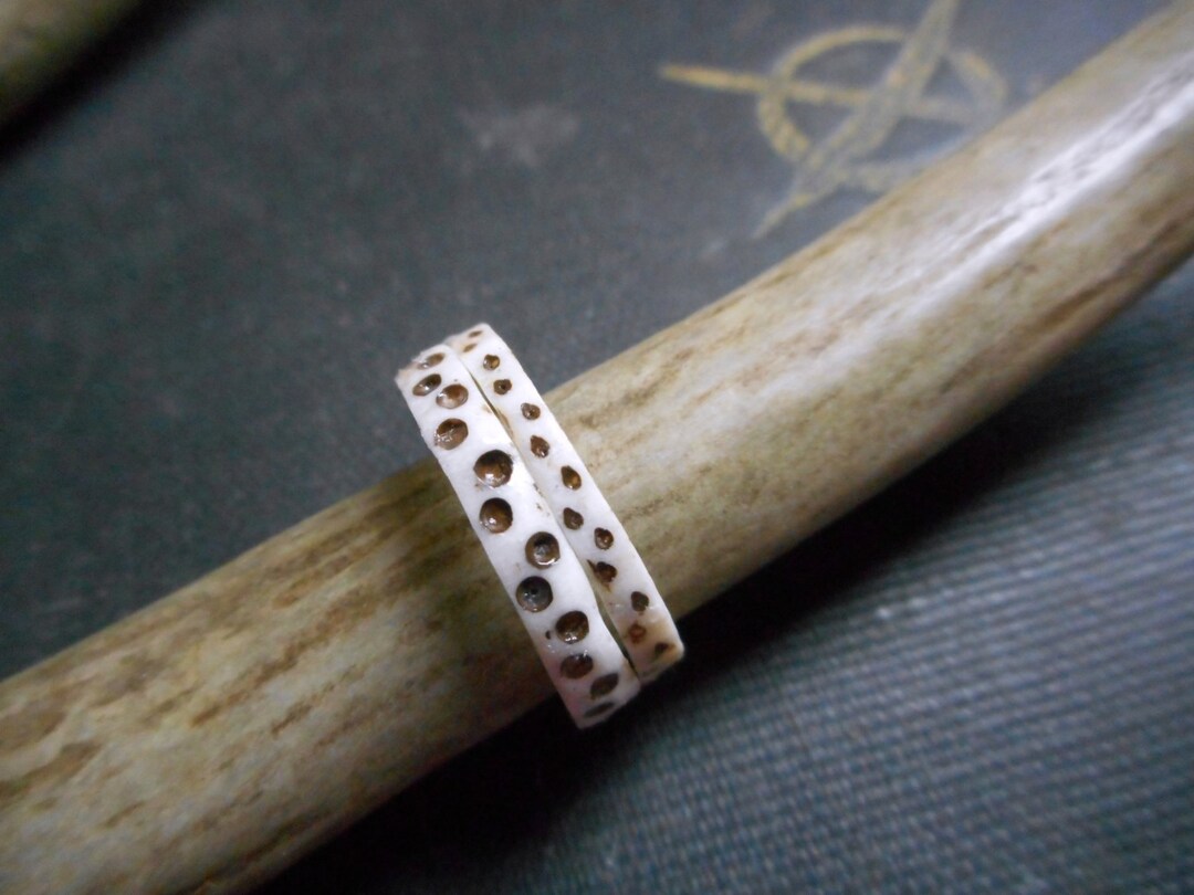 Set of 2 Skinny Antler Stacking Rings. Polka Dotted Stippled Deer ...