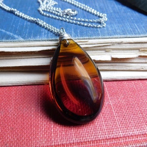 AMBER FIRE - Whiskey Colored Crystal and Sterling Silver Necklace. by ...