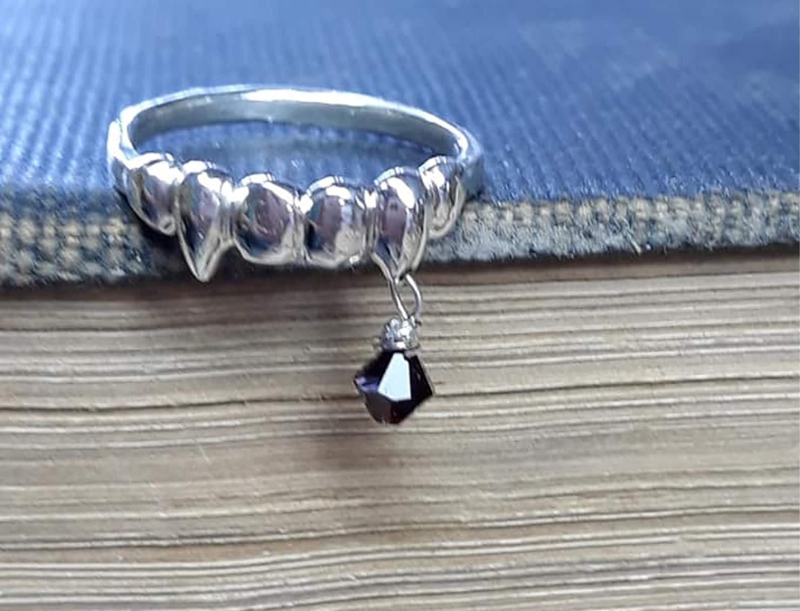 The Once Bitten Vampire Ring . Sterling Silver Vampire Teeth | Etsy