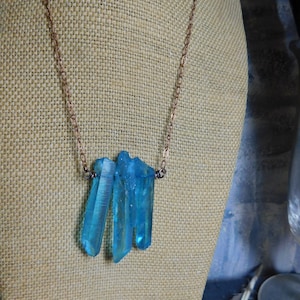 The Blue Ice Quartz Necklace. Rough Crystal Quartz Fringe Necklace ...