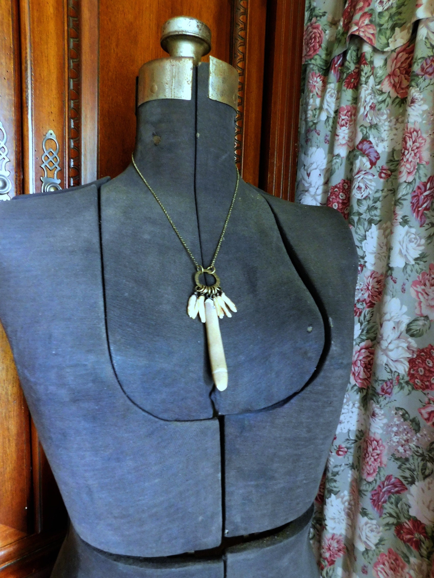 Sea Hag. Peach Biwa Stick Pearls and Genuine Large Sea Urchin Spine ...