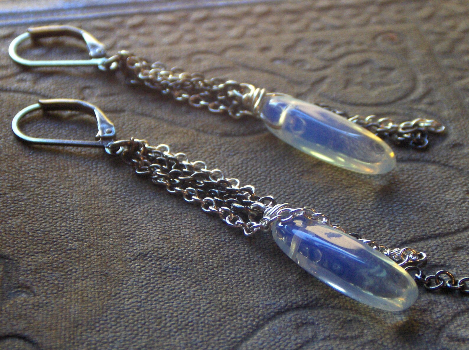 Storm (earrings) Opalite Daggers and Chain Fringe Bohemian Gypsy # ...